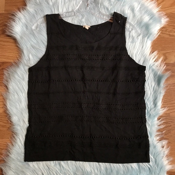 J. Crew | Tops | J Crew Crochet Striped Black Tank Top | Poshmark